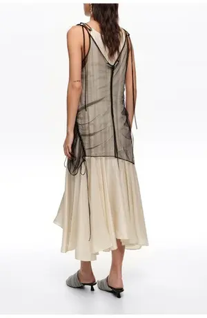 Bimba Y Lola A-line Midi Dress With Mesh Overlay