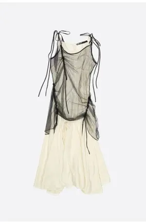Bimba Y Lola A-line Midi Dress With Mesh Overlay