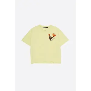Bimba Y Lola Organic Cotton Boxy T-shirt With Embroidered Logo - Lime