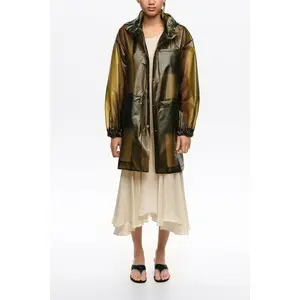 Bimba Y Lola Transparent A-line Trench Coat - Olive