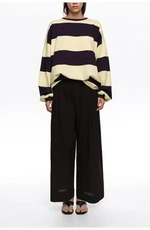 Bimba Y Lola Textured Bell-bottom Trousers - Black
