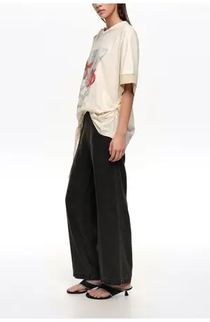 Bimba Y Lola Straight Washed Trousers With Topstitching