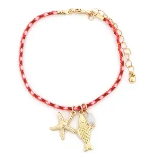 PANACEA Sea Life Braided Charm Bracelet - Pink