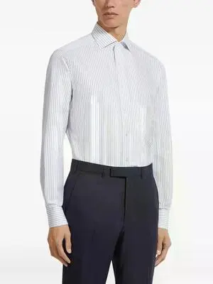 Zegna Striped Cotton Shirt - White