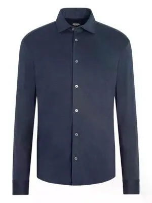 Zegna Long-sleeve Point-collar Shirt - Blue