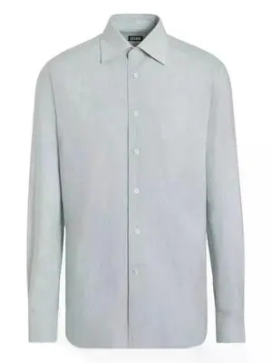Zegna Point-collar Long-sleeves Shirt - Blue