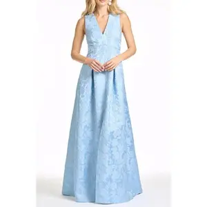 Sachin & Babi Brooklynne Floral Cloqué Gown - Ice Blue