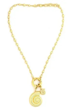 PANACEA Shell Pendant Chain Necklace - Gold