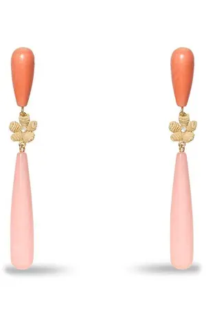Lele Sadoughi Flamingo Linear Drop Earrings - Coral