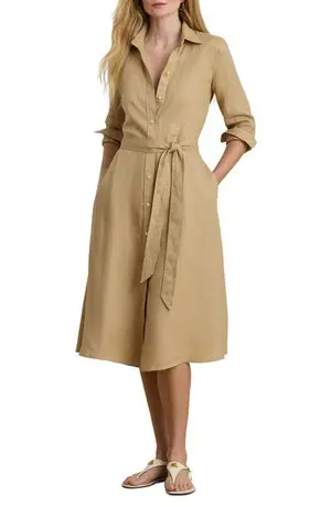 Ralph Lauren Belted Linen Shirtdress - Birch Beige
