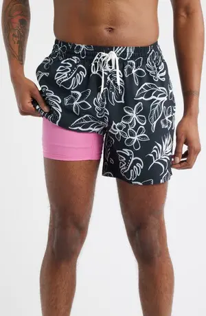 CHUBBIES 5.5-inch Swim Trunks - Black Pattern Base Plaids