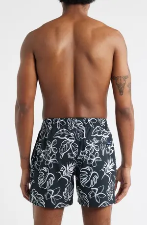 CHUBBIES 5.5-inch Swim Trunks - Black Pattern Base Plaids