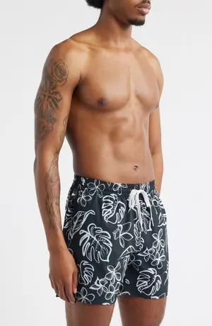 CHUBBIES 5.5-inch Swim Trunks - Black Pattern Base Plaids