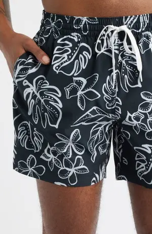 CHUBBIES 5.5-inch Swim Trunks - Black Pattern Base Plaids