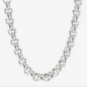 7879 Wide Round Belcher Chain Necklace - Silver