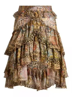 Etro Ruffled Paisley-print Skirt - Neutrals