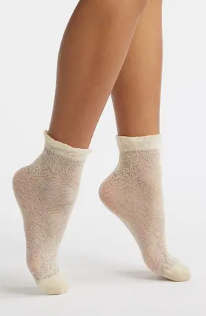 STEMS Sweet Florence Lace Crew Socks Beige