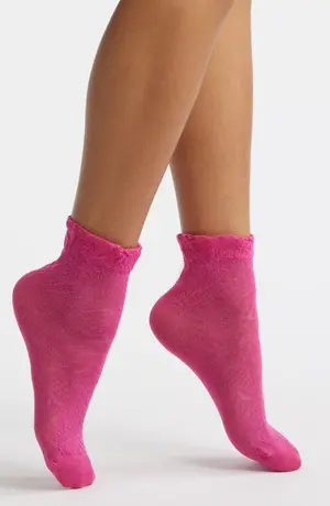 STEMS Sweet Florence Lace Crew Socks - Berry