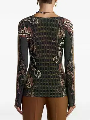 Etro Floral Paisley V-neck Top