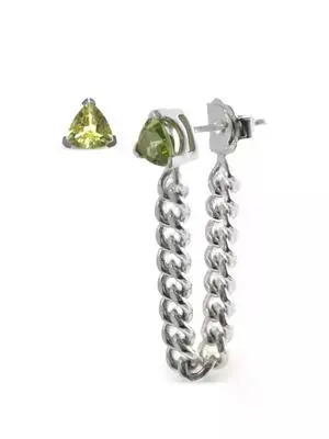 NORMA JEWELLERY Peridot Trillion Drop Earrings - Silver