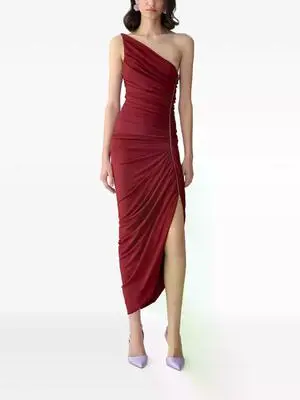 Carolina Herrera Asymmetric Ruched Midi Dress - Red