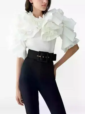 Carolina Herrera Floral Ruffled Top