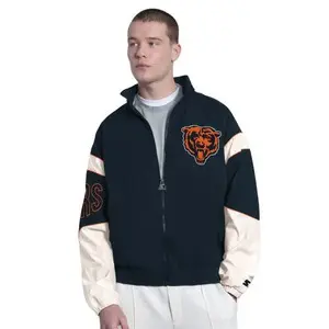 STARTER Chicago Bears The Gust Full-zip Hoodie - Navy