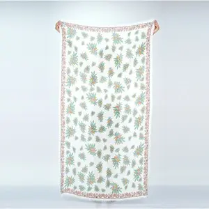 Vismaya Leaf Cascade Scarf - Beige