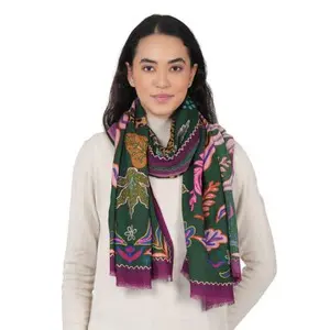 Vismaya Wild Grace Wool Embroidered Scarf