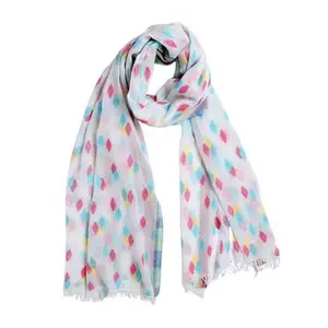 Vismaya Diamond Weave Fringe Scarf - Multi Floral