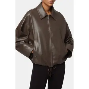Apparis Ada Faux Leather Bomber Jacket - Deep Brown
