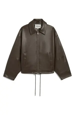 Apparis Ada Faux Leather Bomber Jacket - Deep Brown
