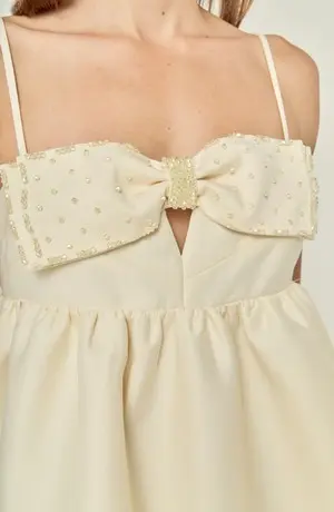 Endless Rose Rhinestone Bow Babydoll Mini Dress
