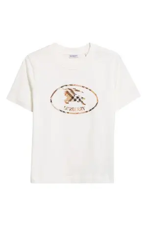 Burberry Frankie Embroidered Ekd Stamp Cotton T-shirt - Chalk