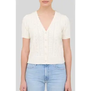 ZOE AND CLAIRE Open Stitch Short Sleeve Cardigan