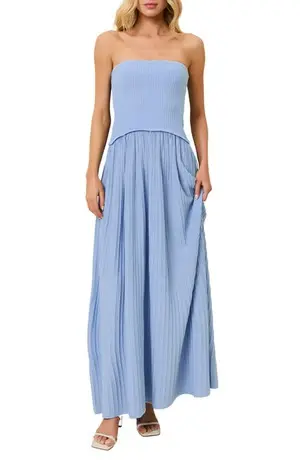 Solid & Striped Soglio Strapless Rib Maxi Dress - Blue Lagoon