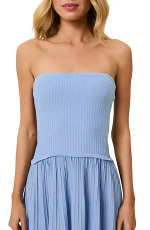 Solid & Striped Soglio Strapless Ribbed Maxi Dress - Blue Lagoon