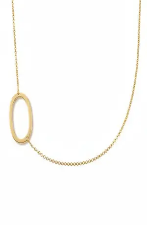 OAK & LUNA Sideways Initial Necklace In Gold Plated Sterling Silver - Letter O