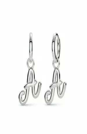 OAK & LUNA Mini Signature Initial Huggie Earrings Letter A
