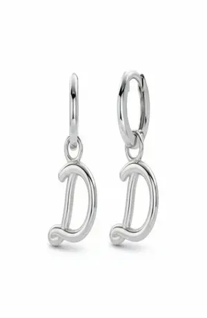 OAK & LUNA Mini Signature Initial Huggie Earrings Letter D
