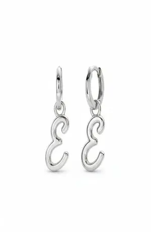 OAK & LUNA Mini Signature Initial Huggie Earrings Letter E