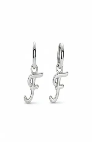 OAK & LUNA Mini Signature Initial Huggie Earrings Letter F