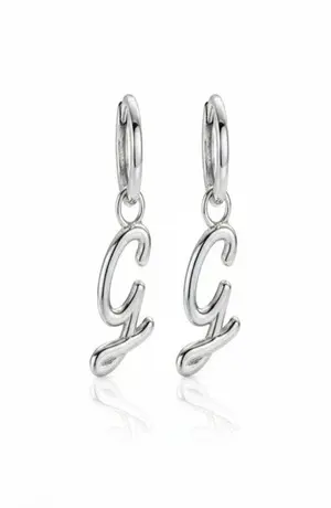 OAK & LUNA Mini Signature Initial Huggie Earrings Letter G