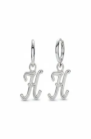 OAK & LUNA Mini Signature Initial Huggie Earrings Letter H