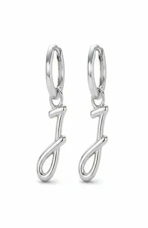 OAK & LUNA Mini Signature Initial Huggie Earrings Letter J