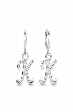 OAK & LUNA Mini Signature Initial Huggie Earrings Letter K
