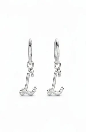 OAK & LUNA Mini Signature Initial Huggie Earrings Letter L