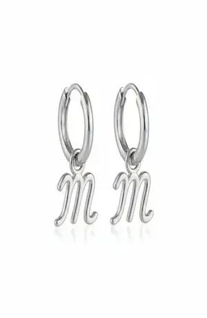 OAK & LUNA Mini Signature Initial Huggie Earrings Letter M