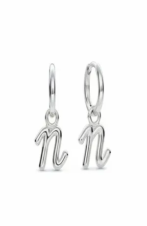 OAK & LUNA Mini Signature Initial Huggie Earrings Letter N