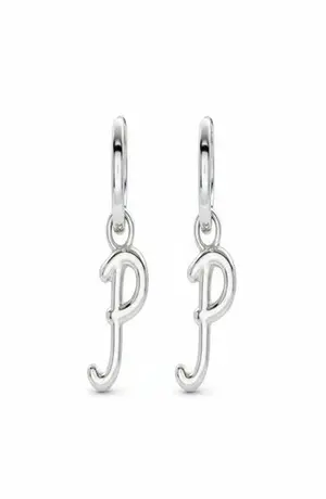 OAK & LUNA Mini Signature Initial Huggie Earrings Letter P